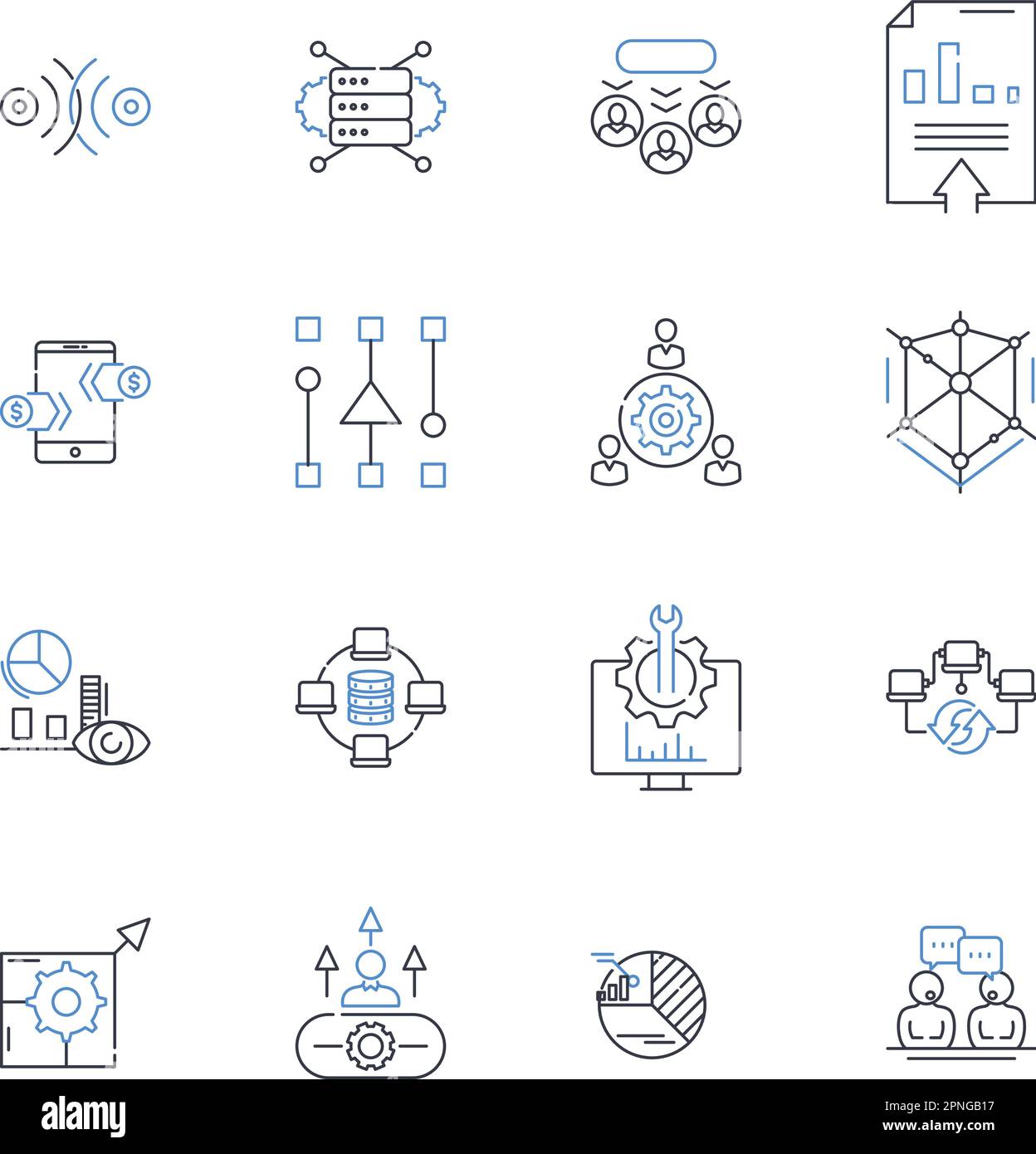 Coordination Line Icons Collection Collaboration Organization