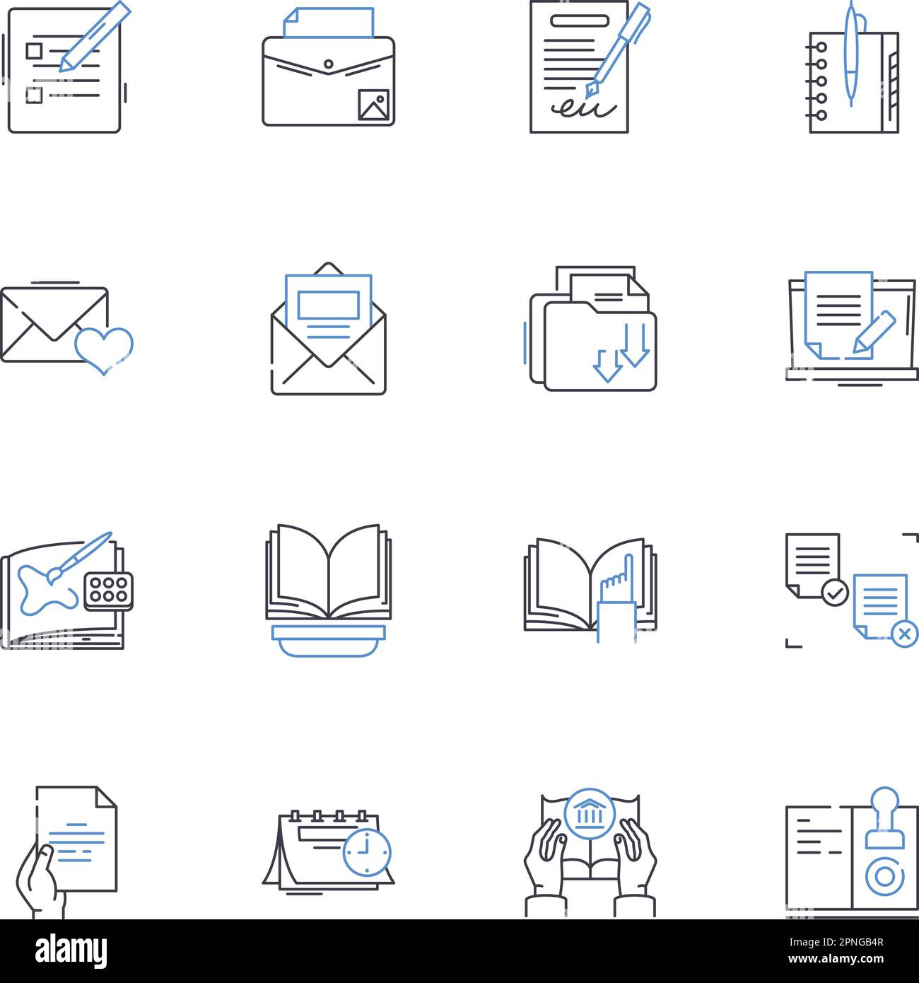 Article creation line icons collection. Writing, Research, Content ...