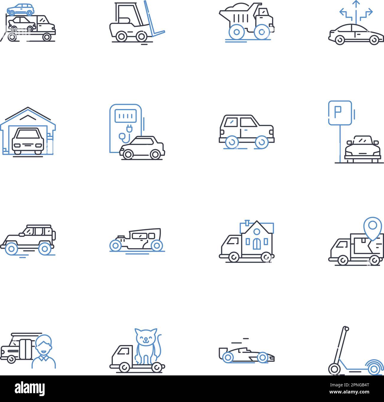 RV and accommodation line icons collection. Camper, Trailer, Motorhome ...