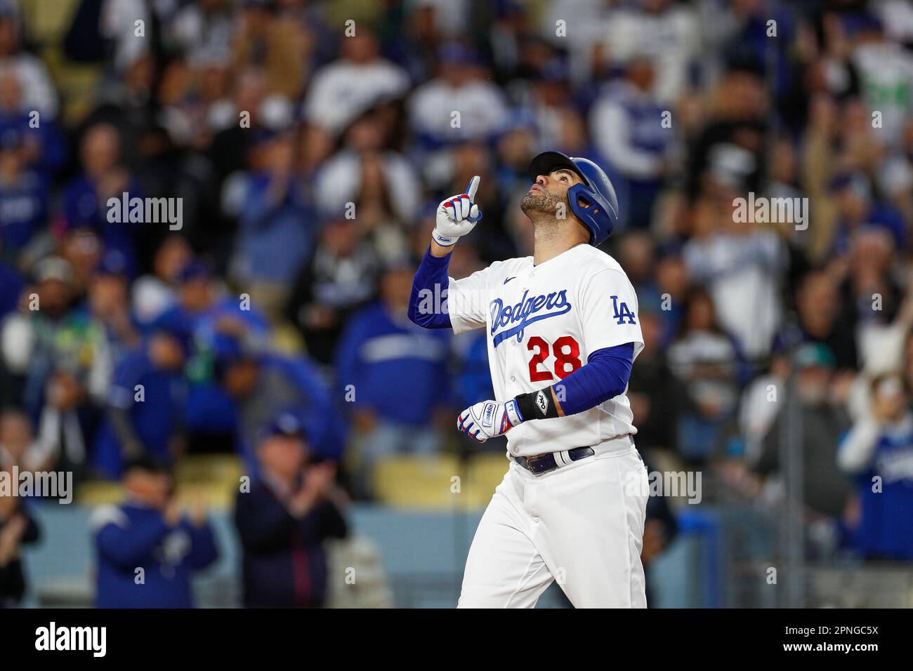 Los Angeles Dodgers designated hitter J.D. Martinez celebrates a home ...