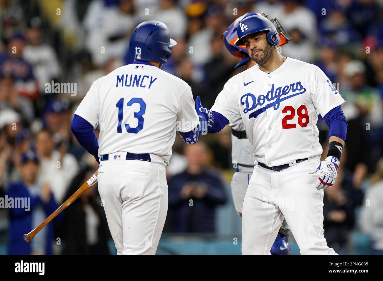 Los Angeles Dodgers designated hitter J.D. Martinez celebrates his ...