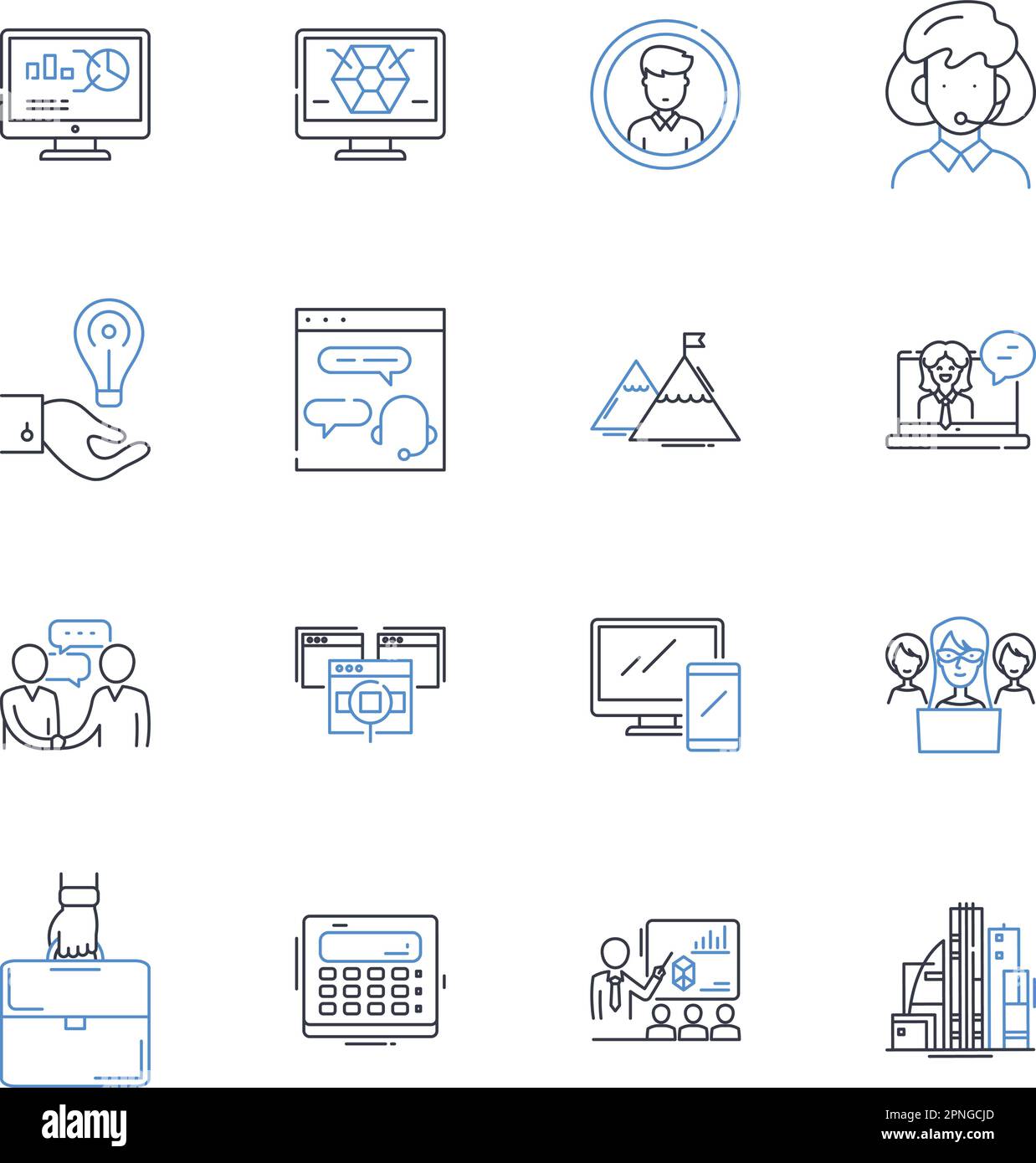 Company premises line icons collection. Location, Security, Maintenance ...