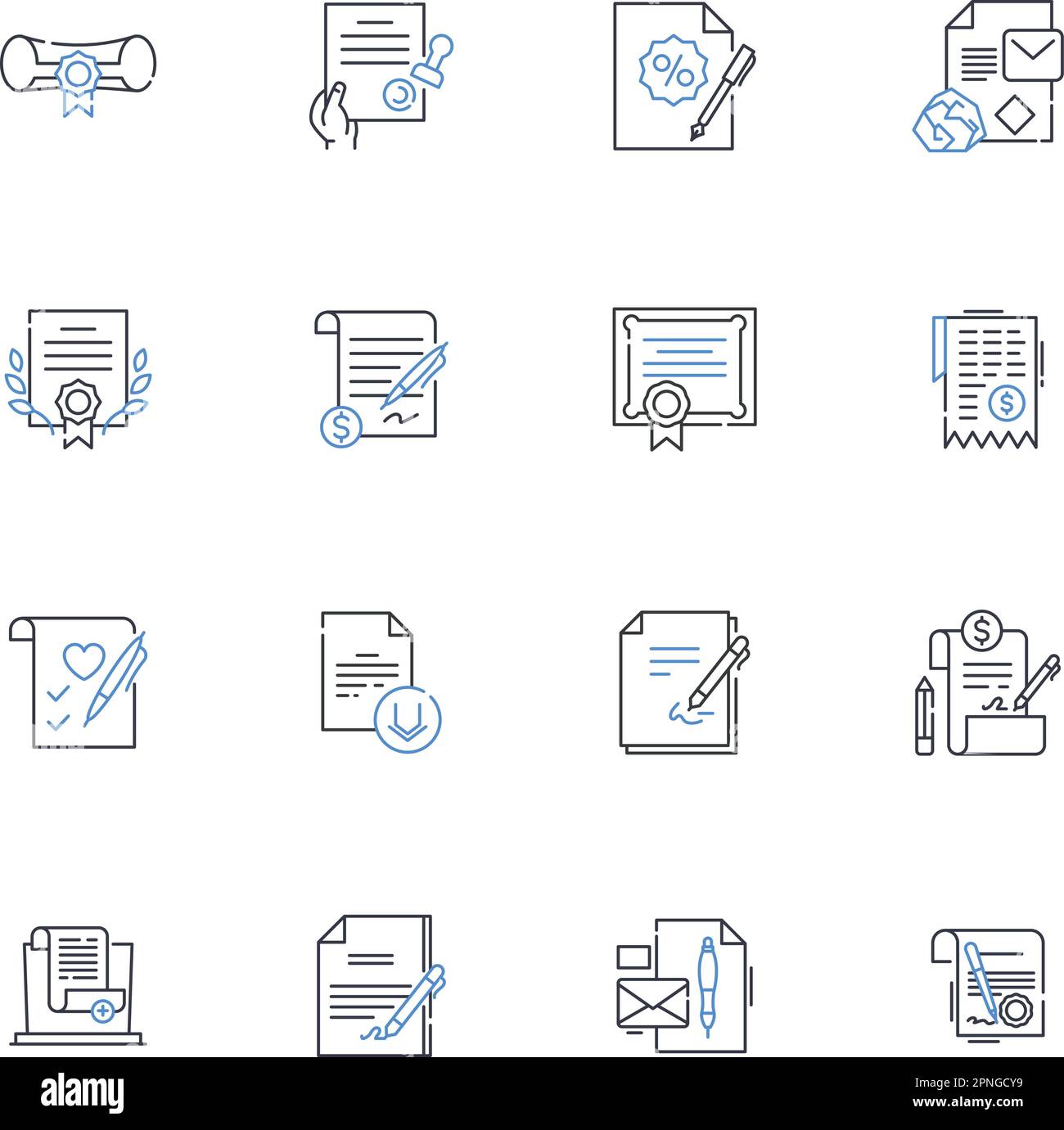 Contract Instrument Line Icons Collection Agreement Legal Obligation Document Stipulations
