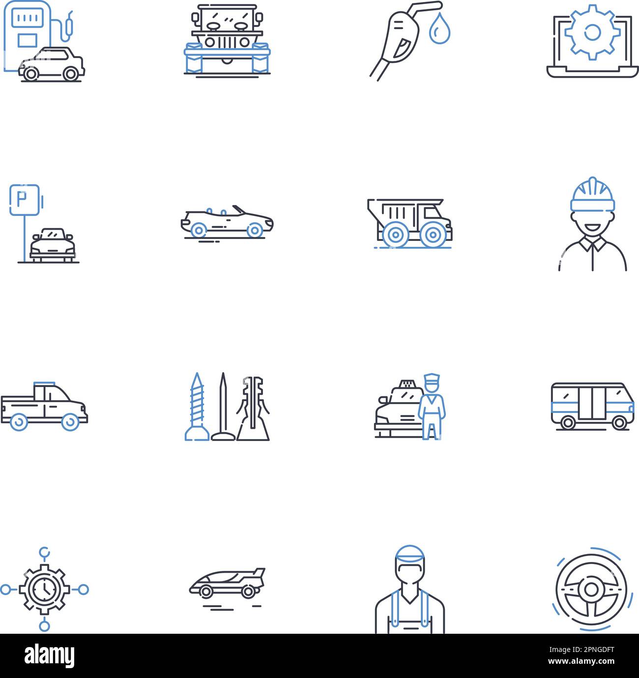 Car Inspection Line Icons Collection Assessment Examination
