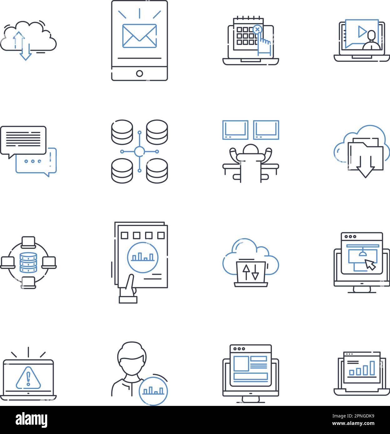 Computer Age Line Icons Collection Technology Digital Internet Innovation Coding