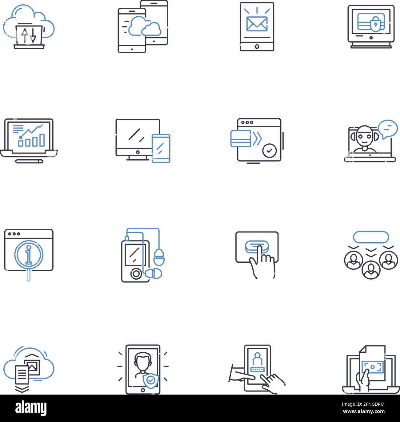 Commercial System Line Icons Collection Efficiency Profitability