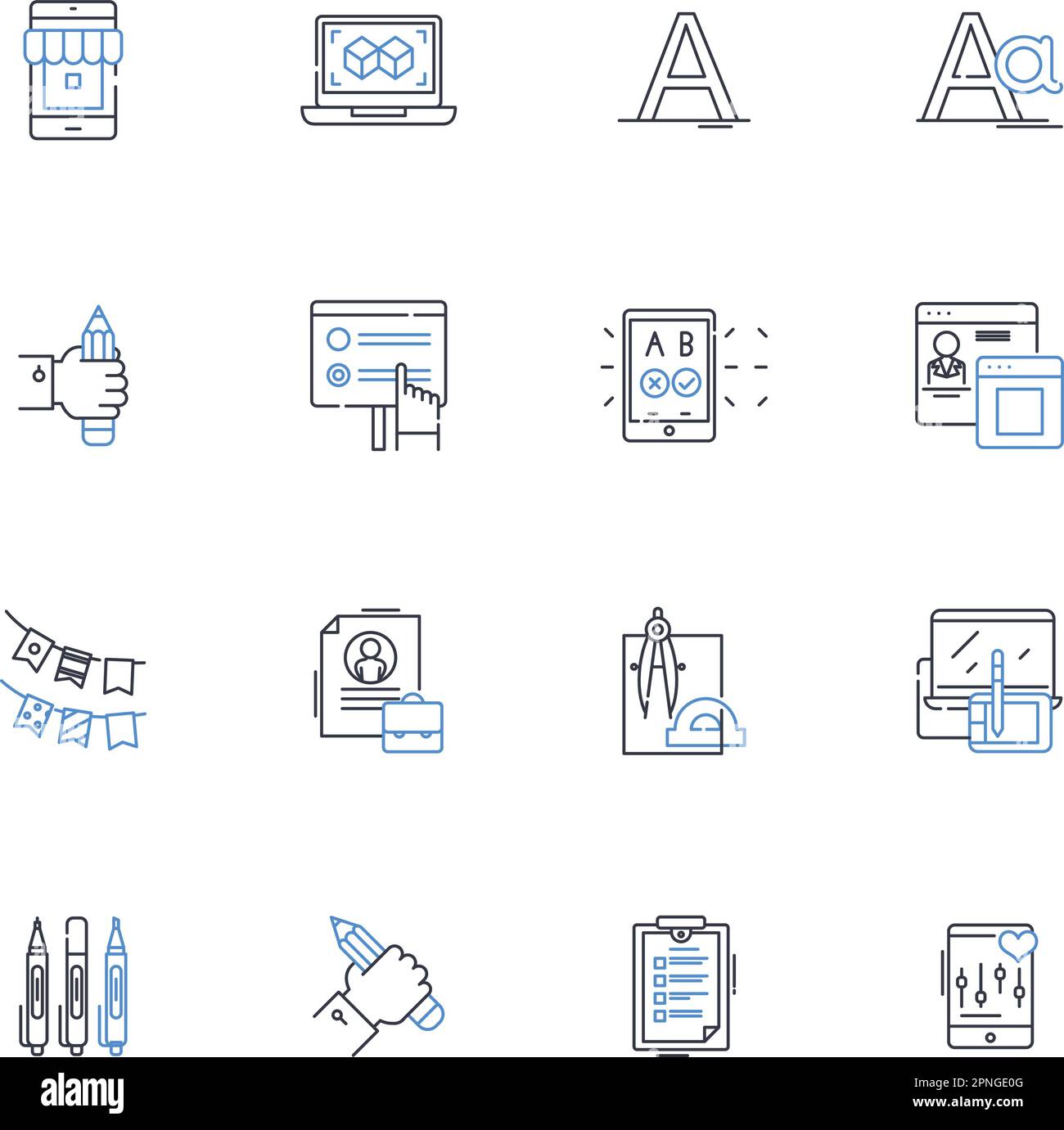 Interactive media line icons collection. Animation, Augmented Reality ...