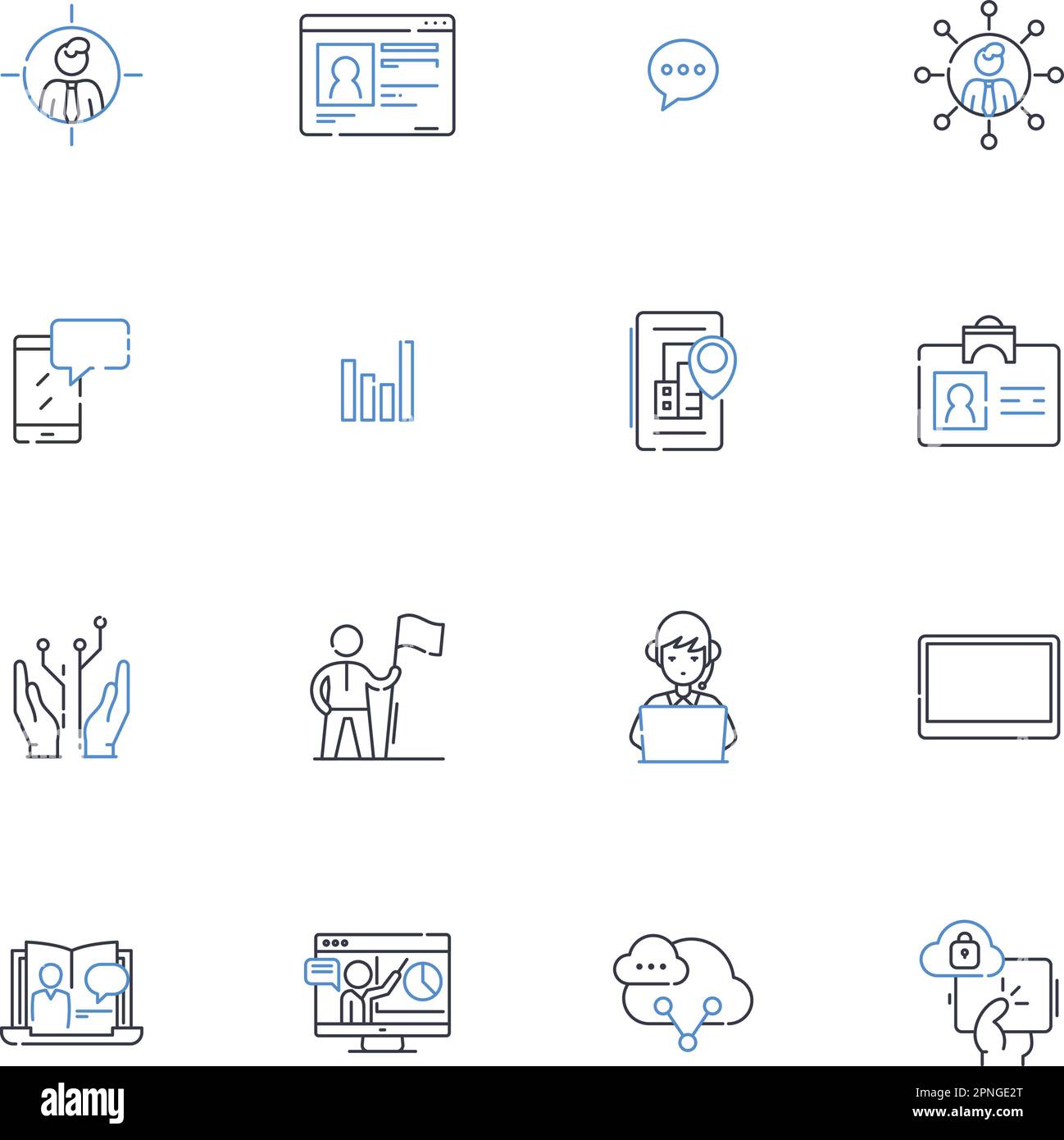 Front desk line icons collection. Receptionist, Lobby, Check-in, Check ...