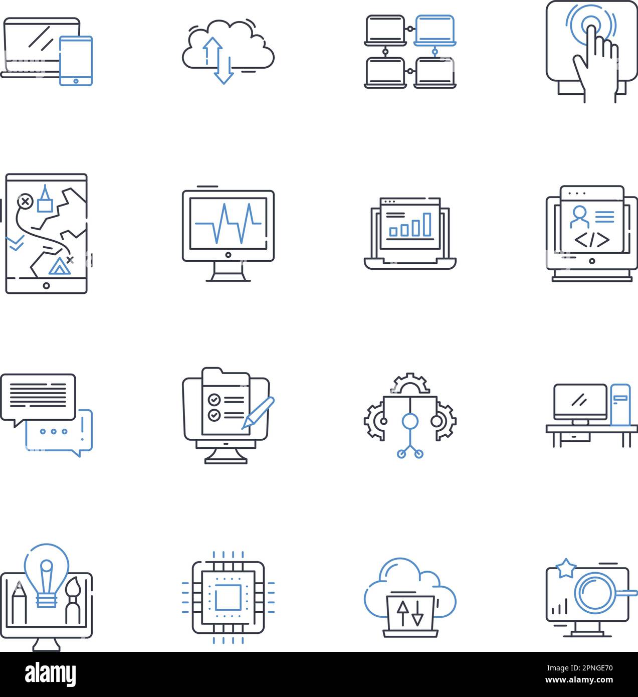 E-devices line icons collection. Smartph, Tablet, Laptop, Desktop ...