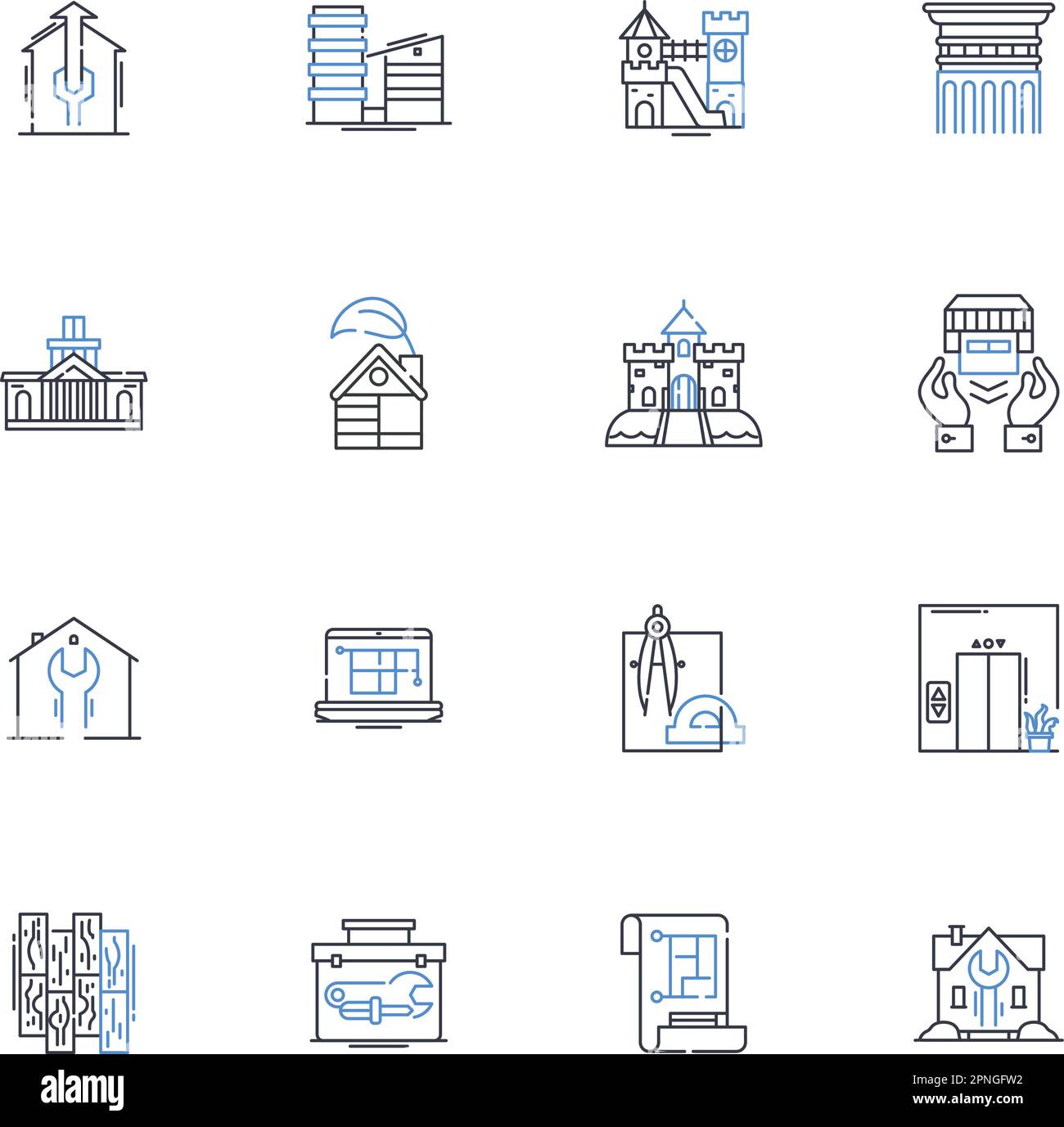 Shops line icons collection. Boutique, Department, Grocery, Bakery ...