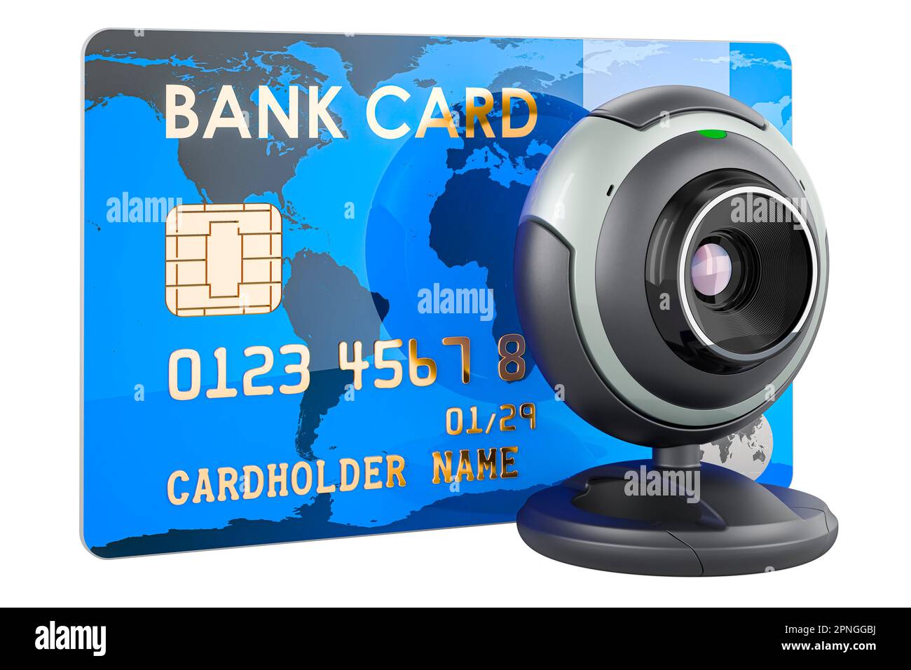 Webcam with credit card, 3D rendering isolated on white background ...