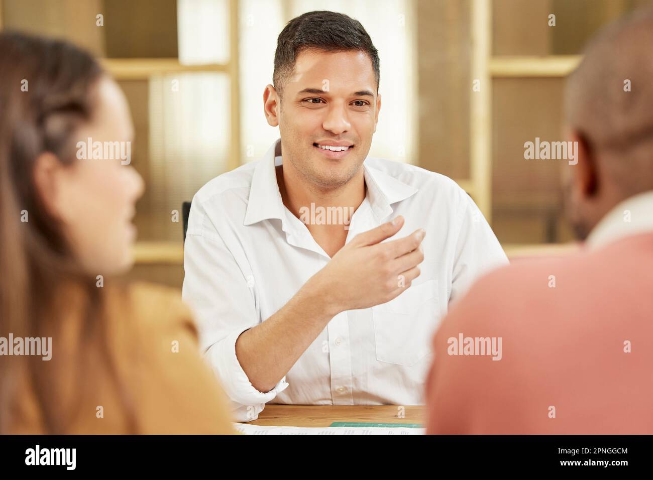 Business man, teamwork and meeting with employees in office for ...