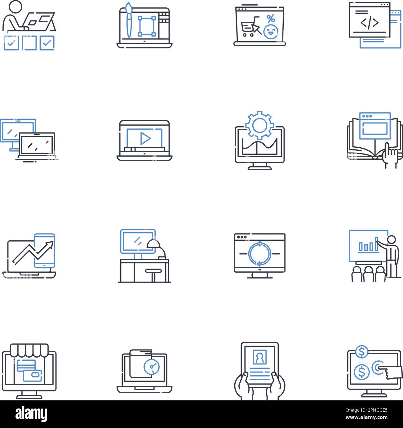 Microcomputer Line Icons Collection Processor Memory Storage Motherboard Graphics Input