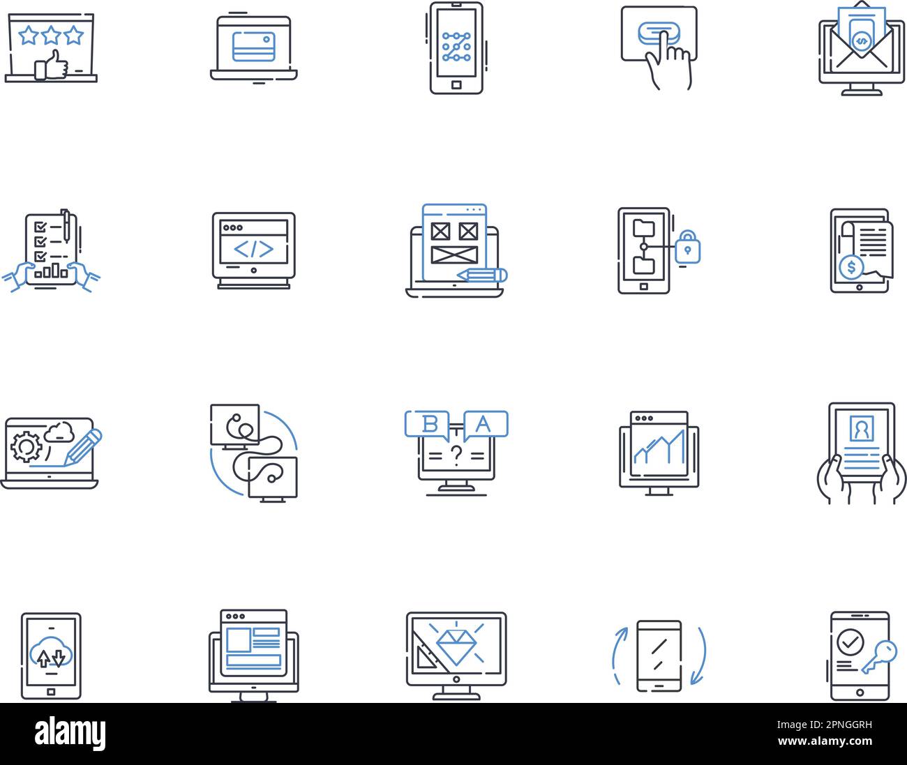 Display panel line icons collection. Resolution, Contrast, Brightness ...