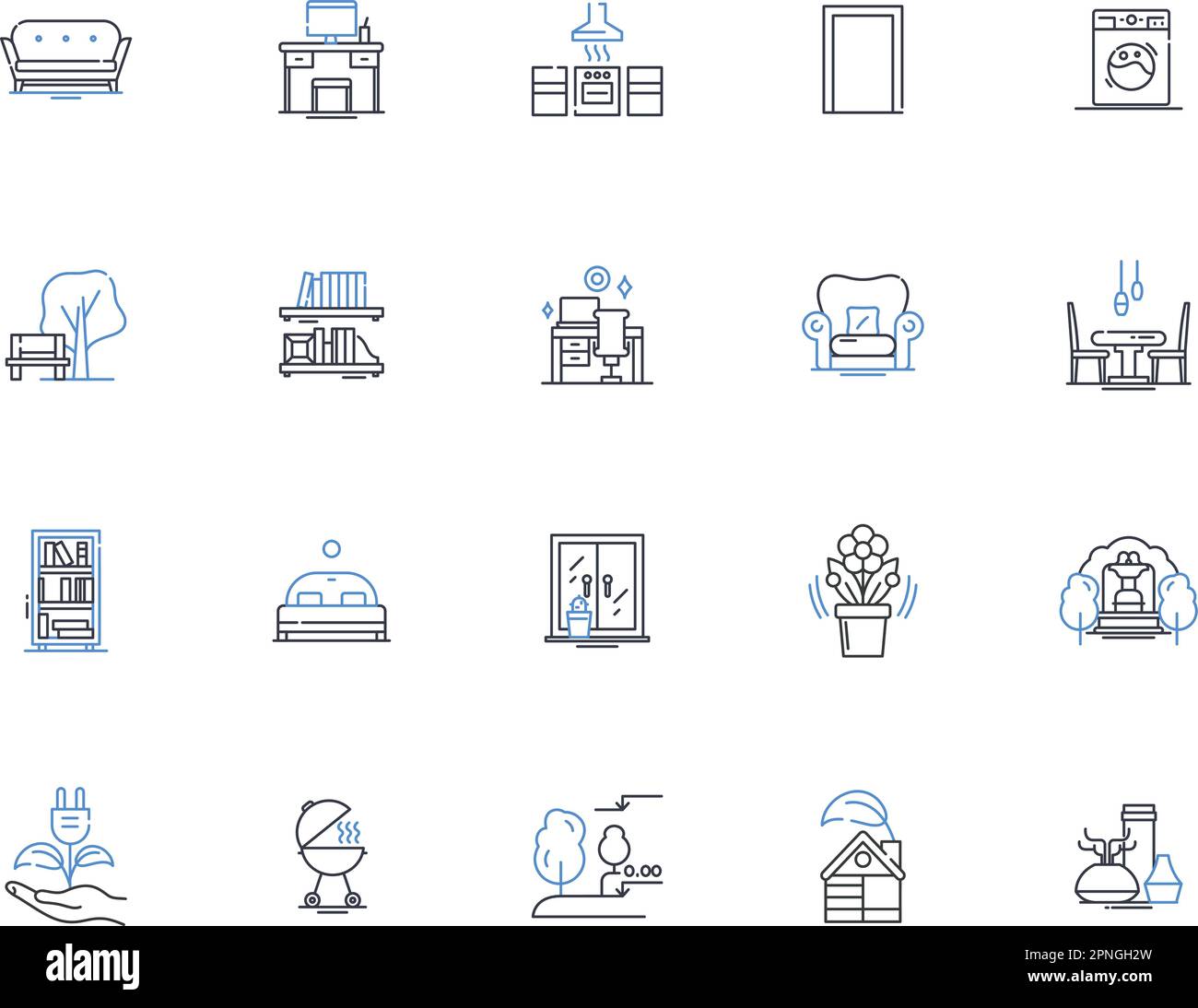 Co-habiting line icons collection. Roommates, Couple, Sharing, Living ...