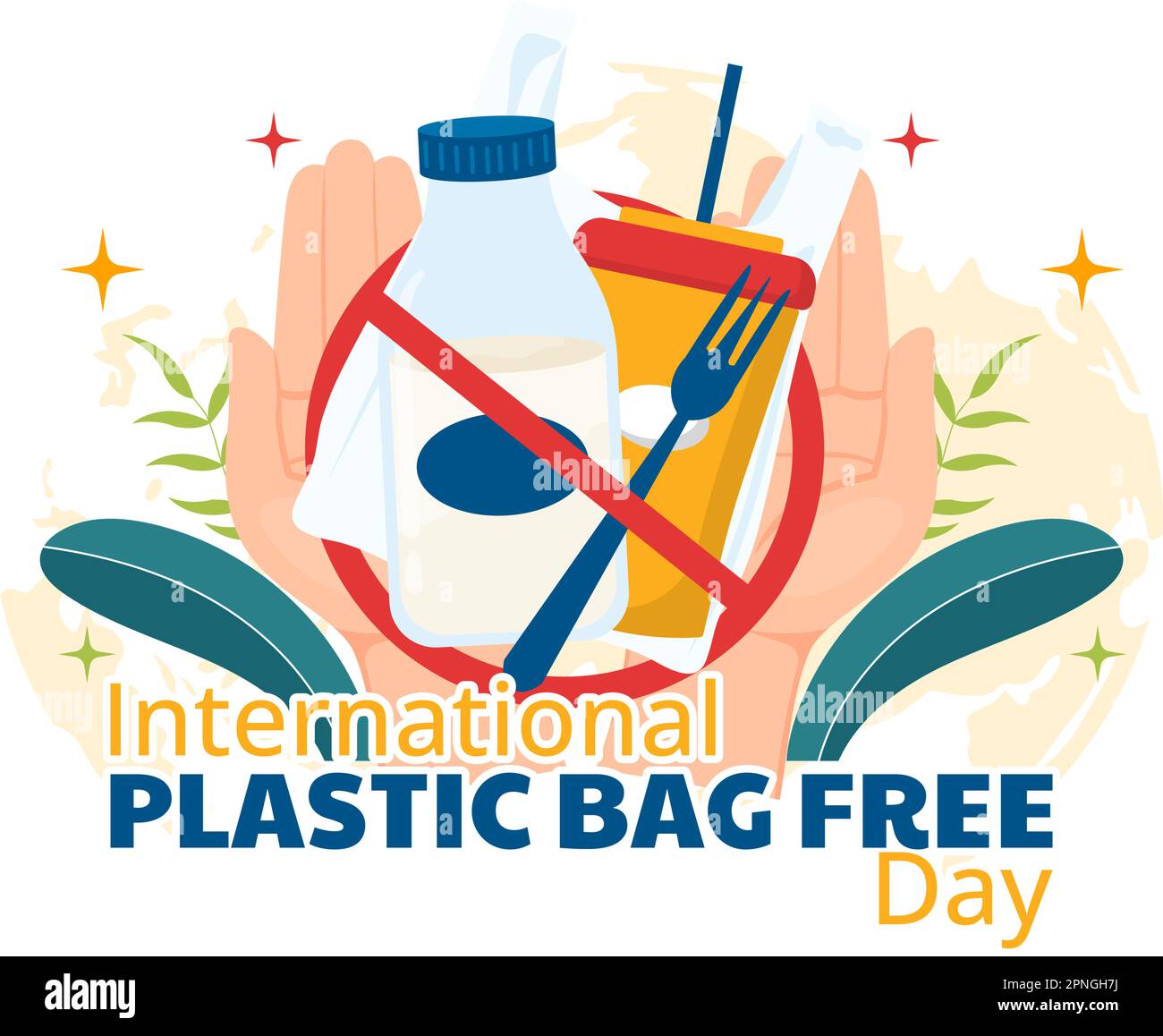 International Plastic Bag Free Day Vector Illustration with Go green, Save Earth and Ocean in ...