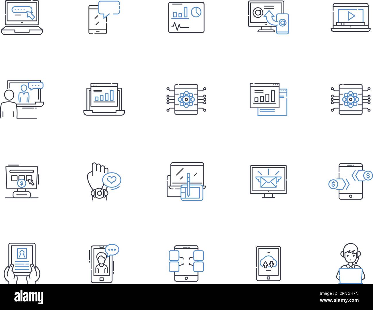 Implements line icons collection. Tools, Instruments, Equipment ...