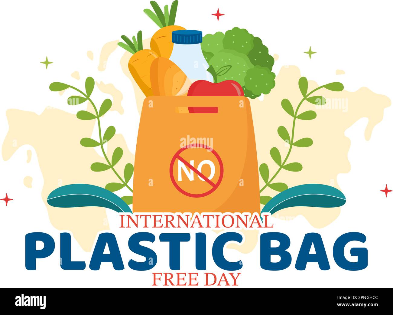 International Plastic Bag Free Day Vector Illustration with Go green ...