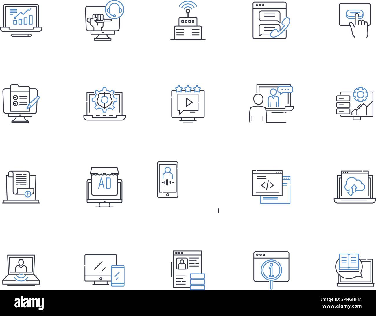Administrative Software Line Icons Collection Automation Efficiency Streamlining Integration