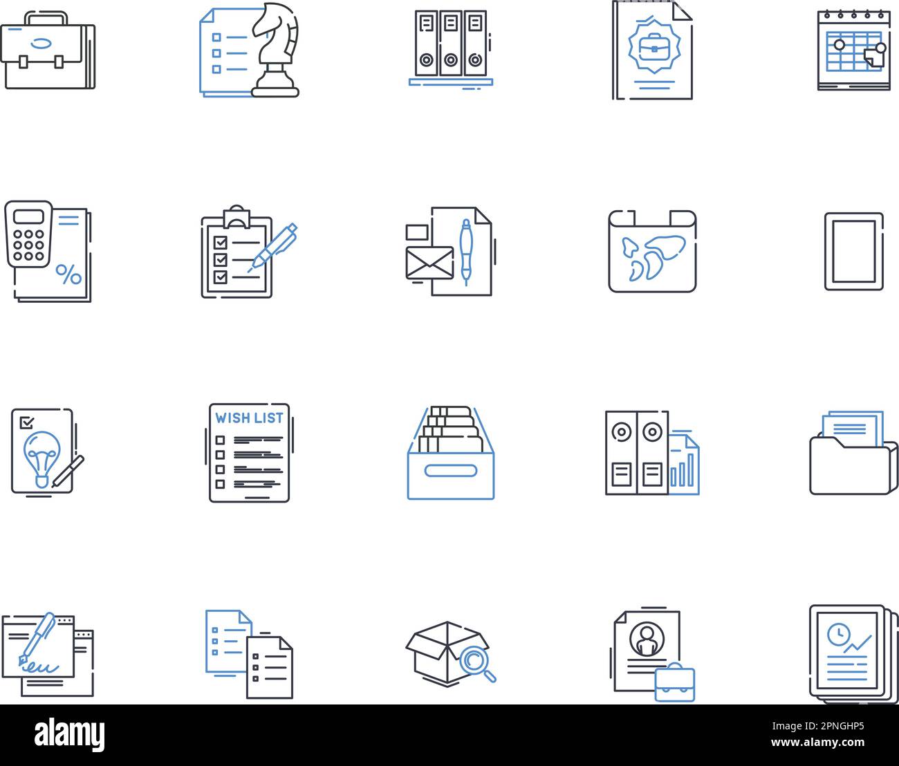 Collections and logs line icons collection. Curate, Assemble, Amass, Archive, Catalogue ...
