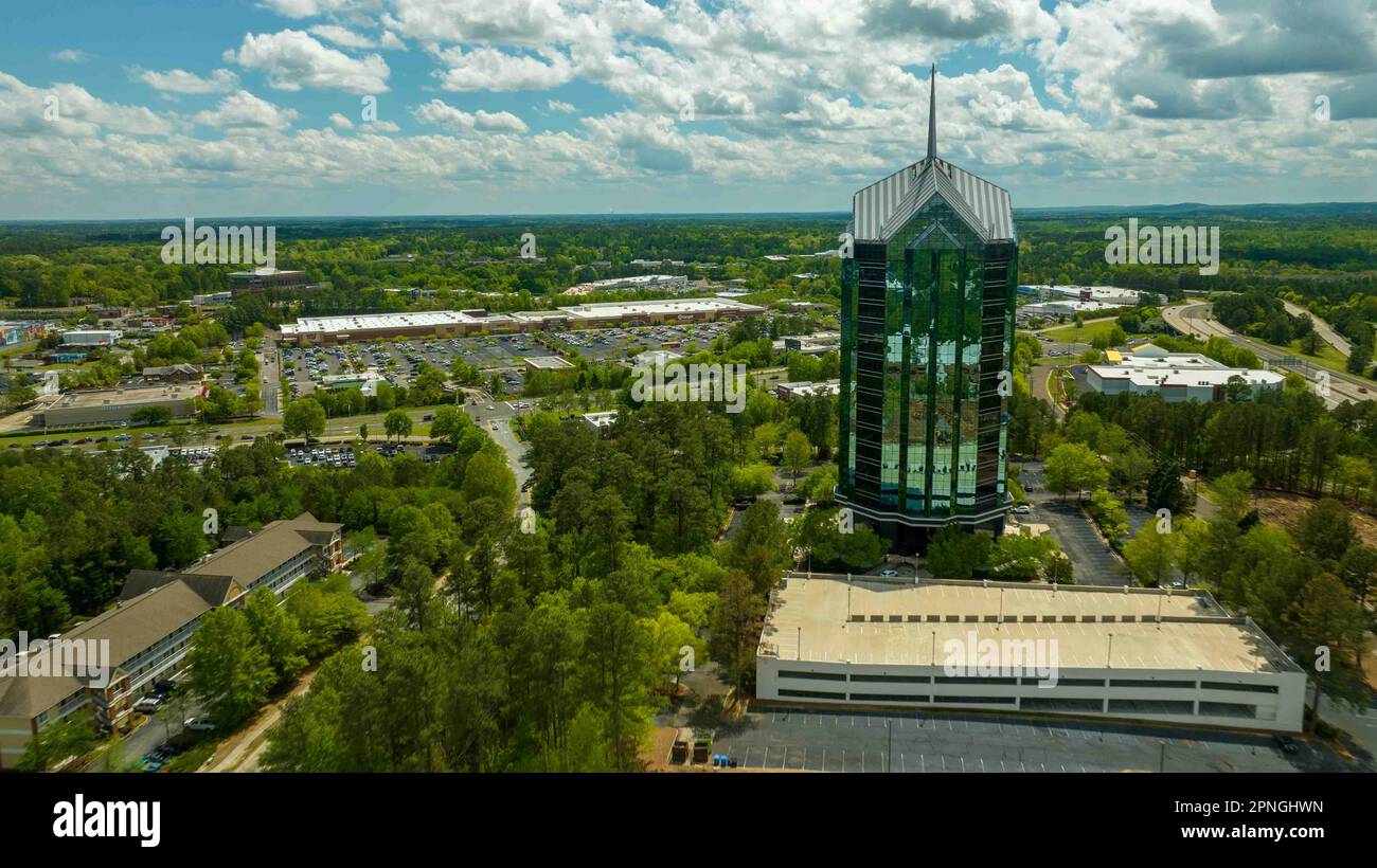 An aerial view of the University Tower in Durham, North Carolina Stock ...