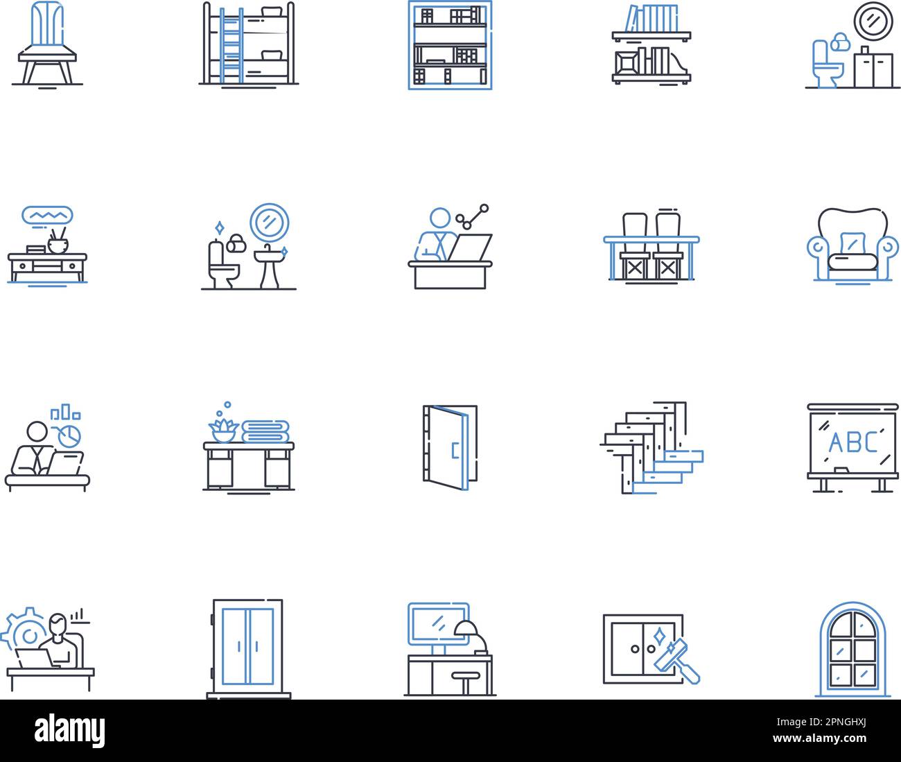Loveseat line icons collection. Furniture, Seating, Comfort, Stylish ...
