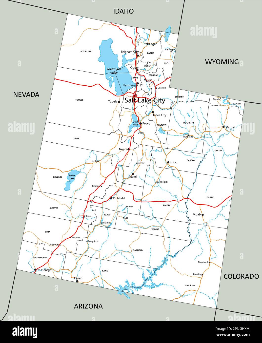High detailed Utah road map with labeling Stock Vector Image & Art - Alamy