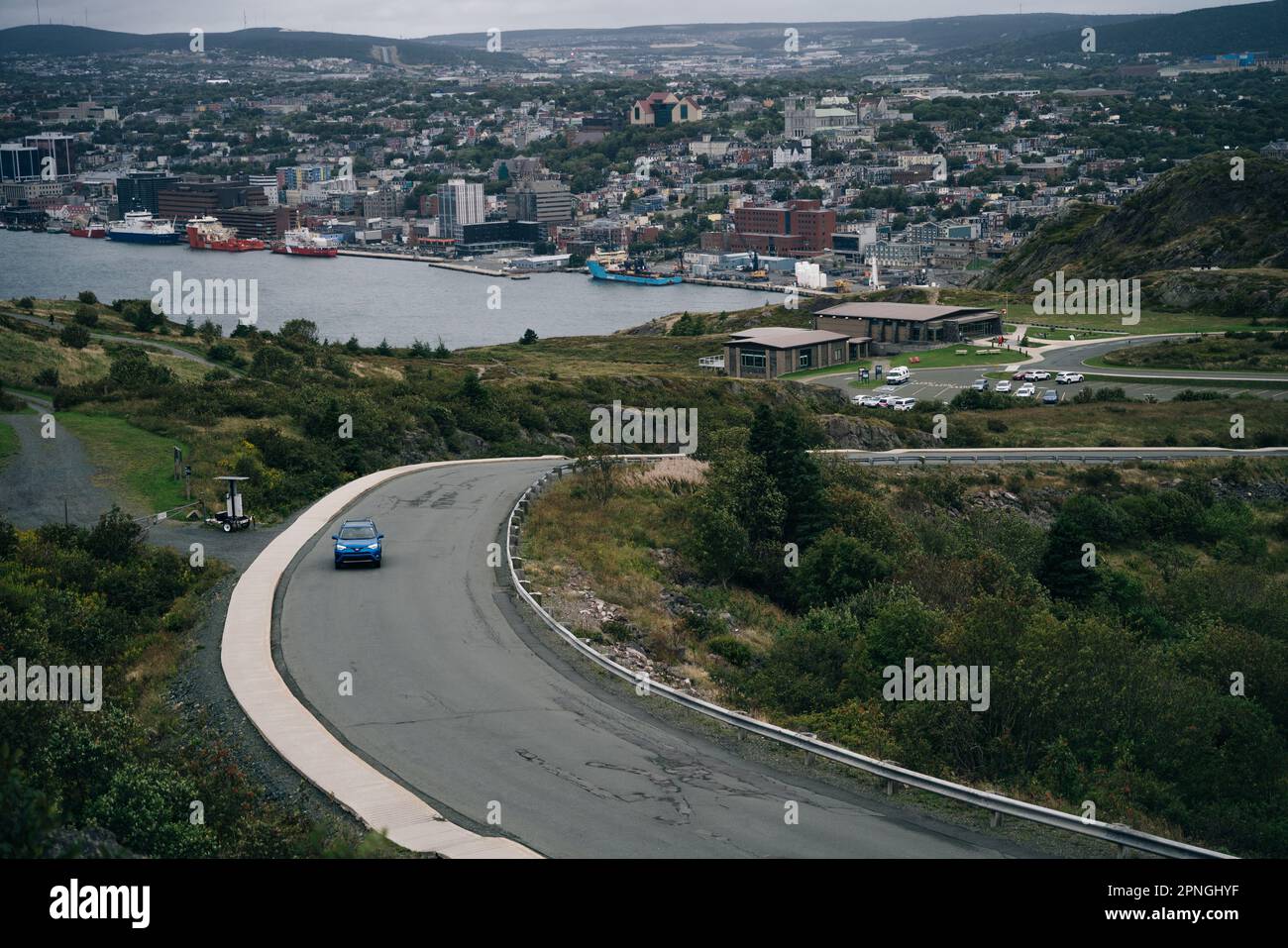 St. John's cityscape with a port, capital city of Newfoundland and ...