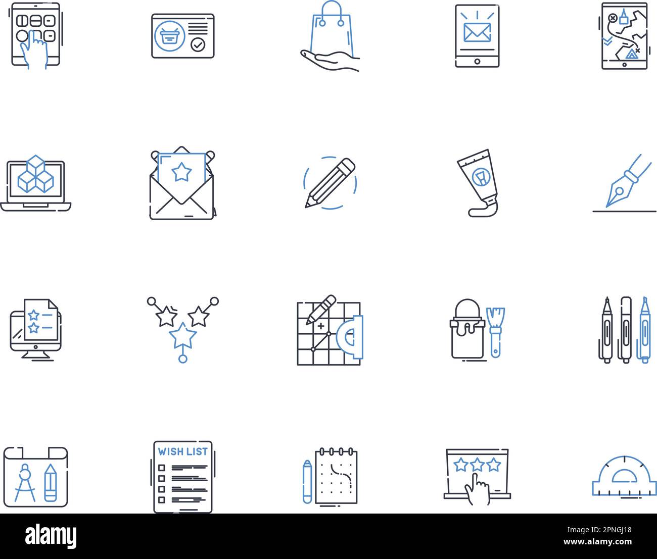 Intentional Outlining Line Icons Collection Planning Organization