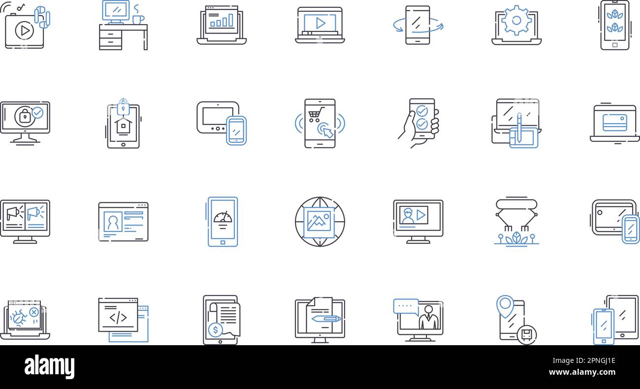 Connectivity Line Icons Collection Nerking Communication Linkage Integration Collaboration