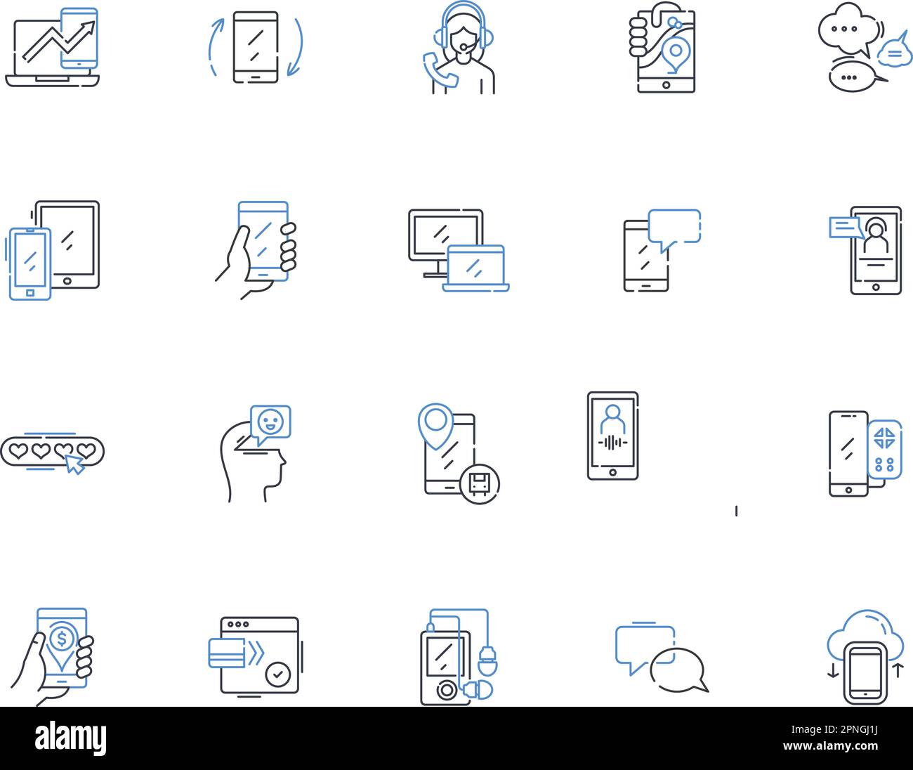Digital Tool Line Icons Collection Technology Innovation Automation