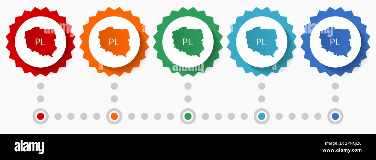 Map of Poland vector icon set, colorful infographic template, set of ...