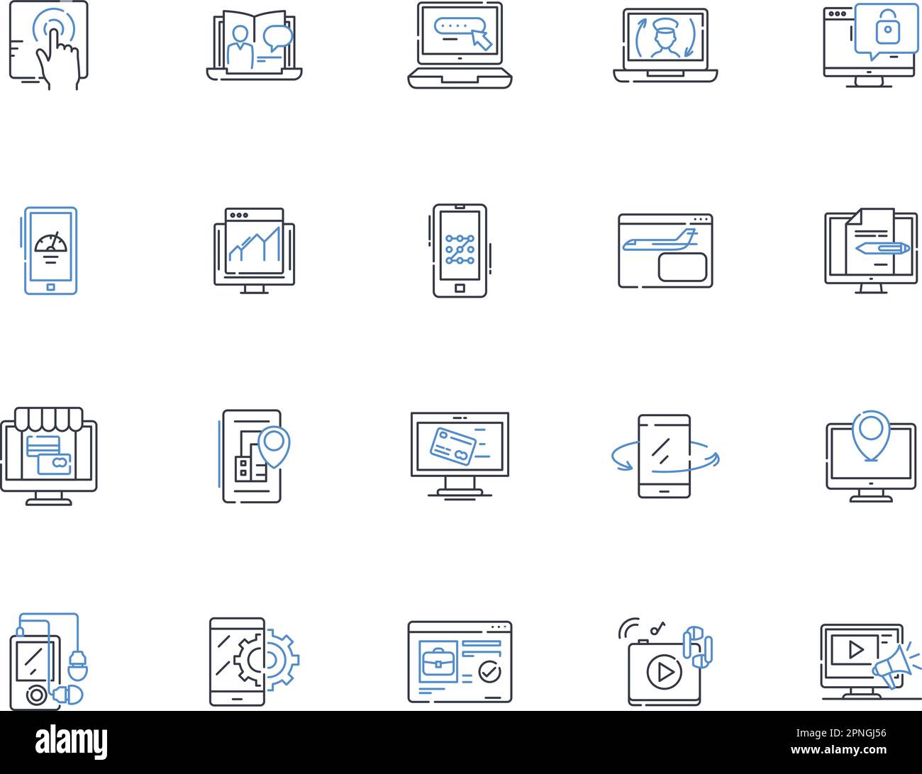 Social media promotion line icons collection. Snapchat, Hashtags ...