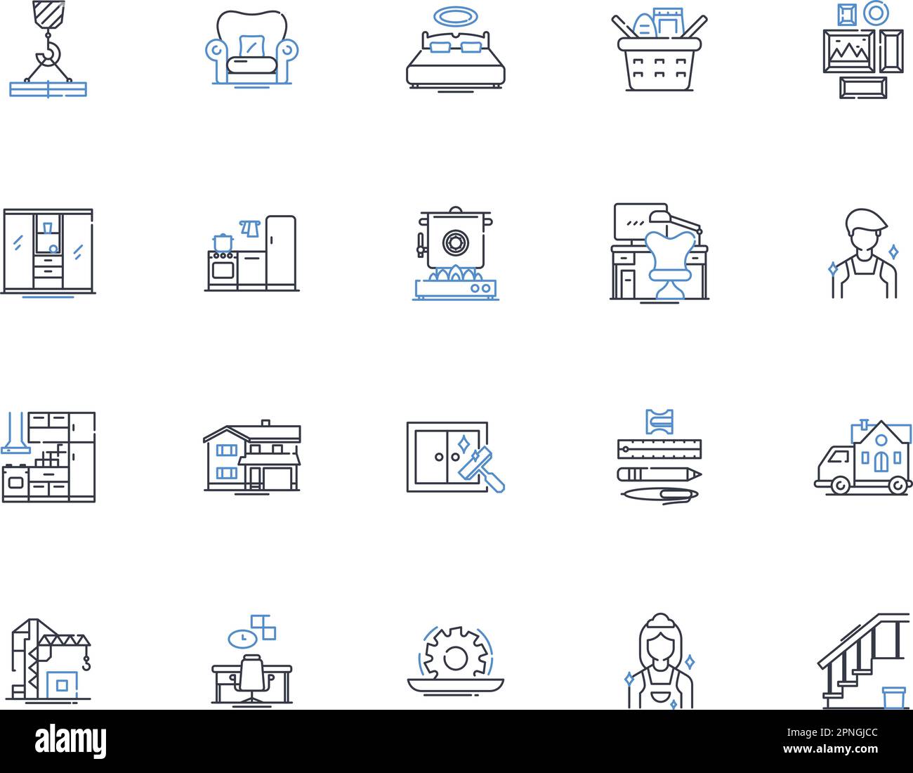 House rehabilitation line icons collection. Restoration, Renovation ...