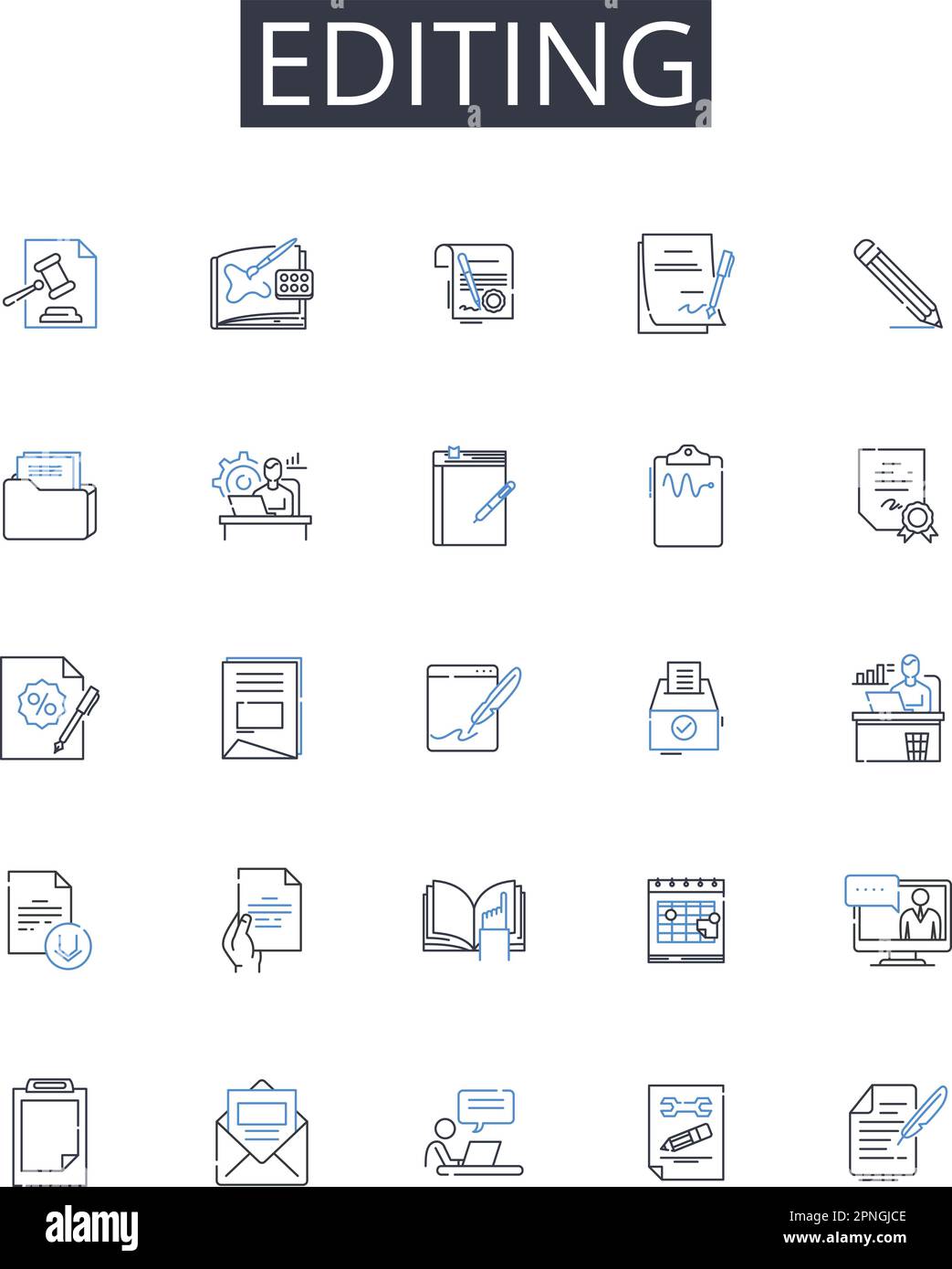 Editing Line Icons Collection Proofreading Reviewing Touch Up