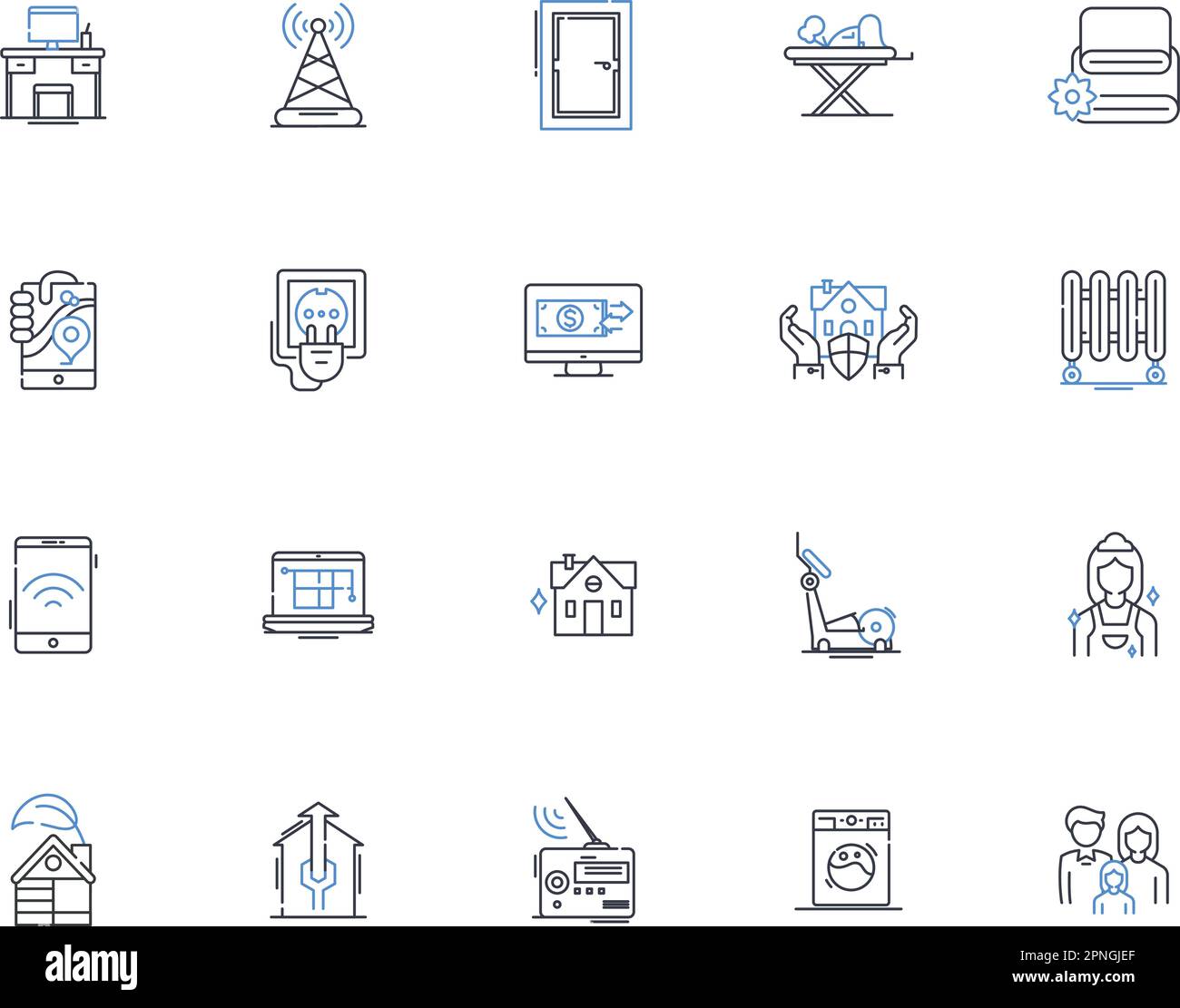Tech-savvy home line icons collection. Smart-home, Automation, Voice-activated, Energy-efficient ...