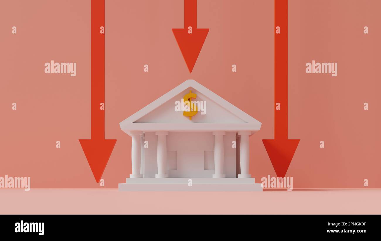 Bank failure or financial crisis concept background, 3d rendering Stock ...
