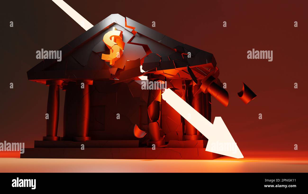 Bank failure or financial crisis concept background, 3d rendering Stock ...