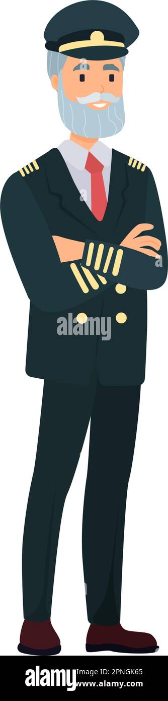 Ship captain illustration in color cartoon style. Editable vector ...
