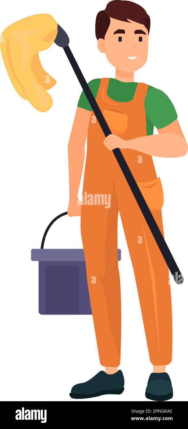 Cleaner illustration in color cartoon style. Editable vector graphic ...