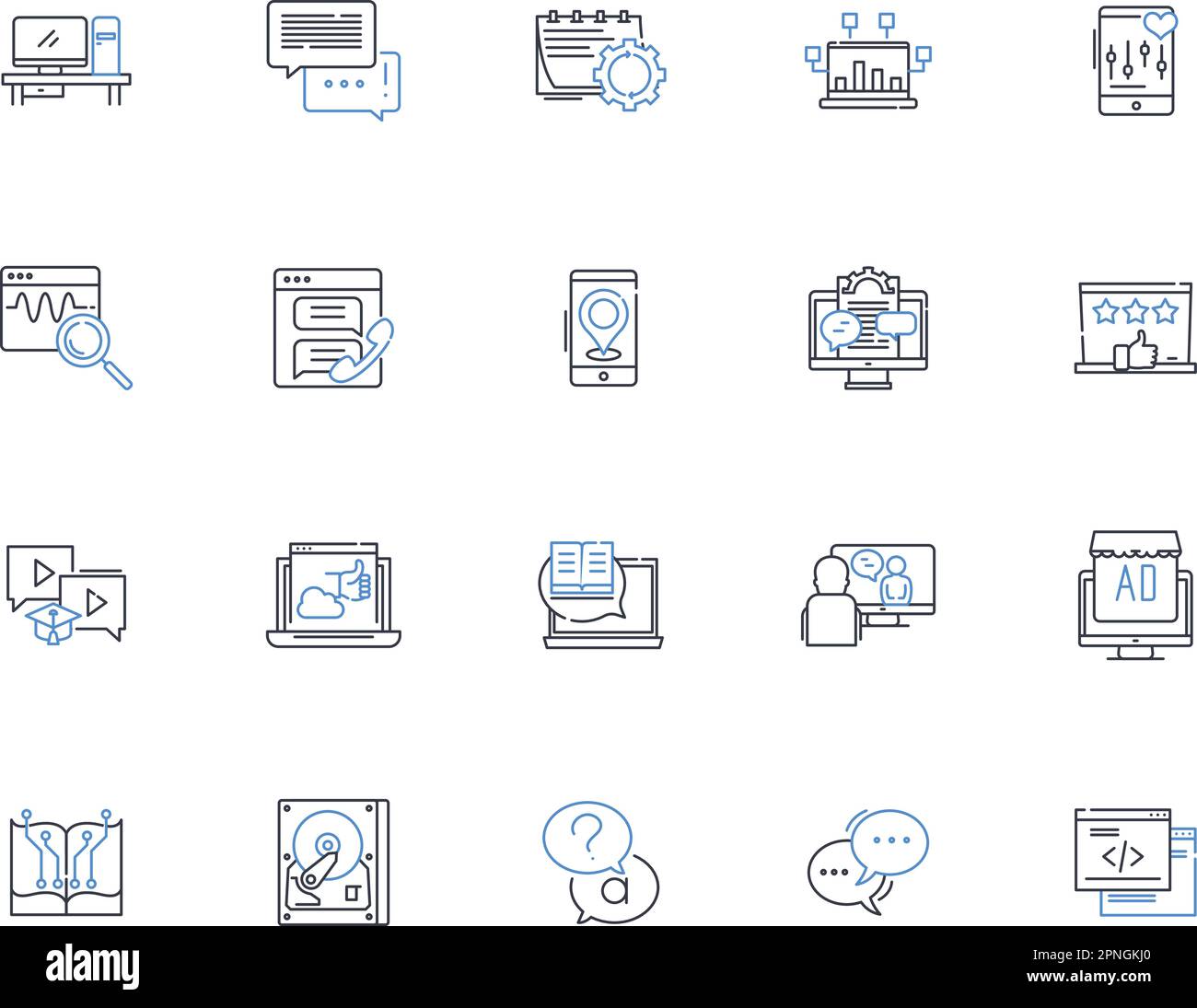 Big Data Line Icons Collection Analytics Insights Warehousing Mining Management