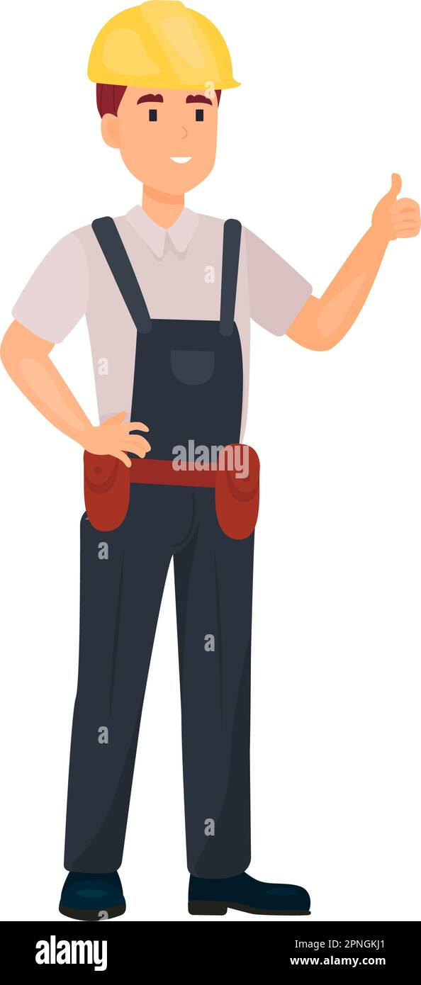Builder illustration in color cartoon style. Editable vector graphic ...