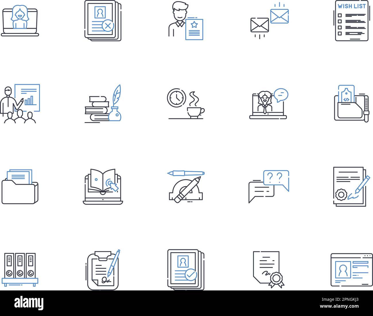 Social media writing line icons collection. Hashtags, Engage, Likes ...