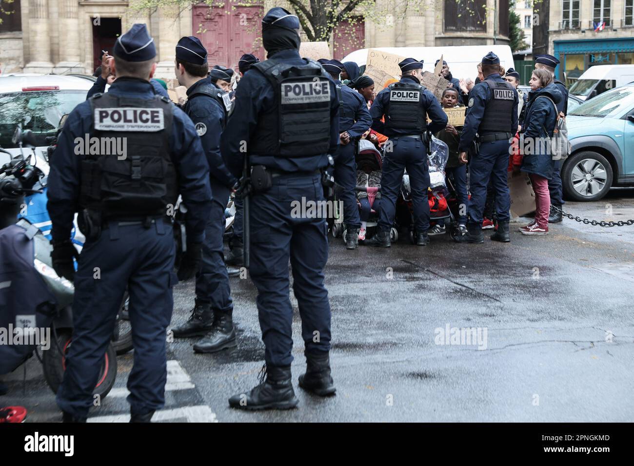 Paris, France. 18th Apr, 2023. Law enforcement officers surround the ...