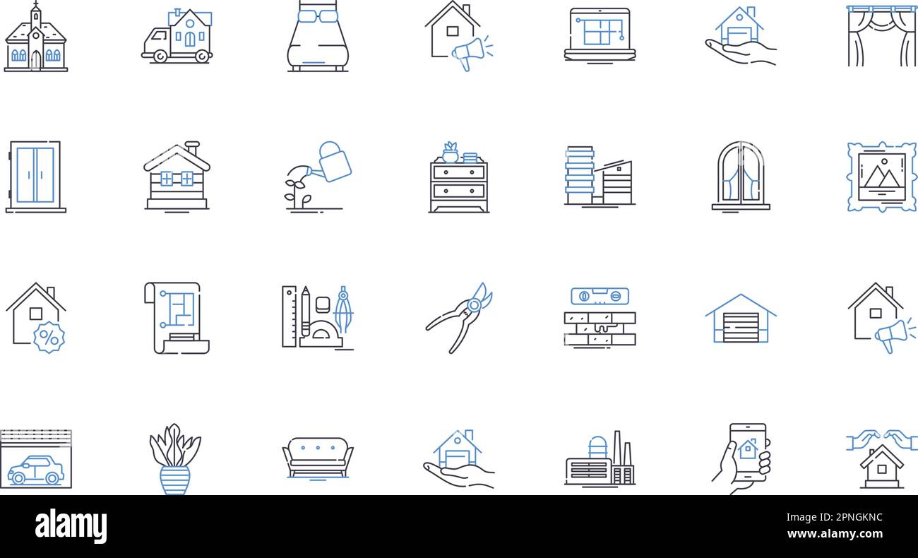 Flat and unit line icons collection. Compact, Studio, Condominium ...