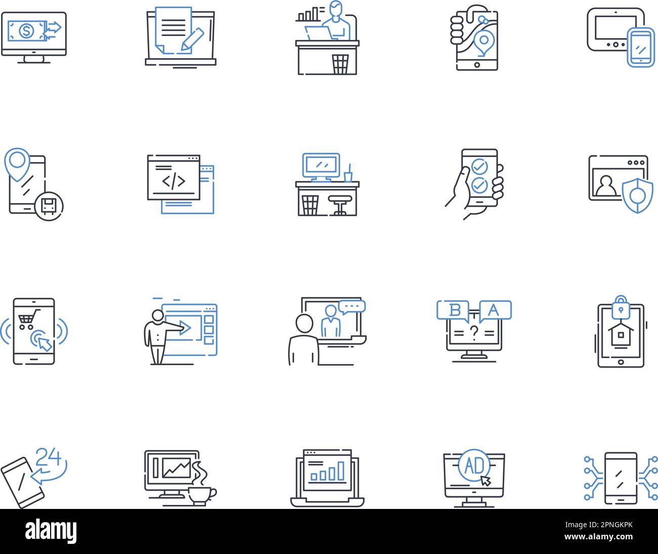 Web branding line icons collection. Identity, Reputation , Image ...