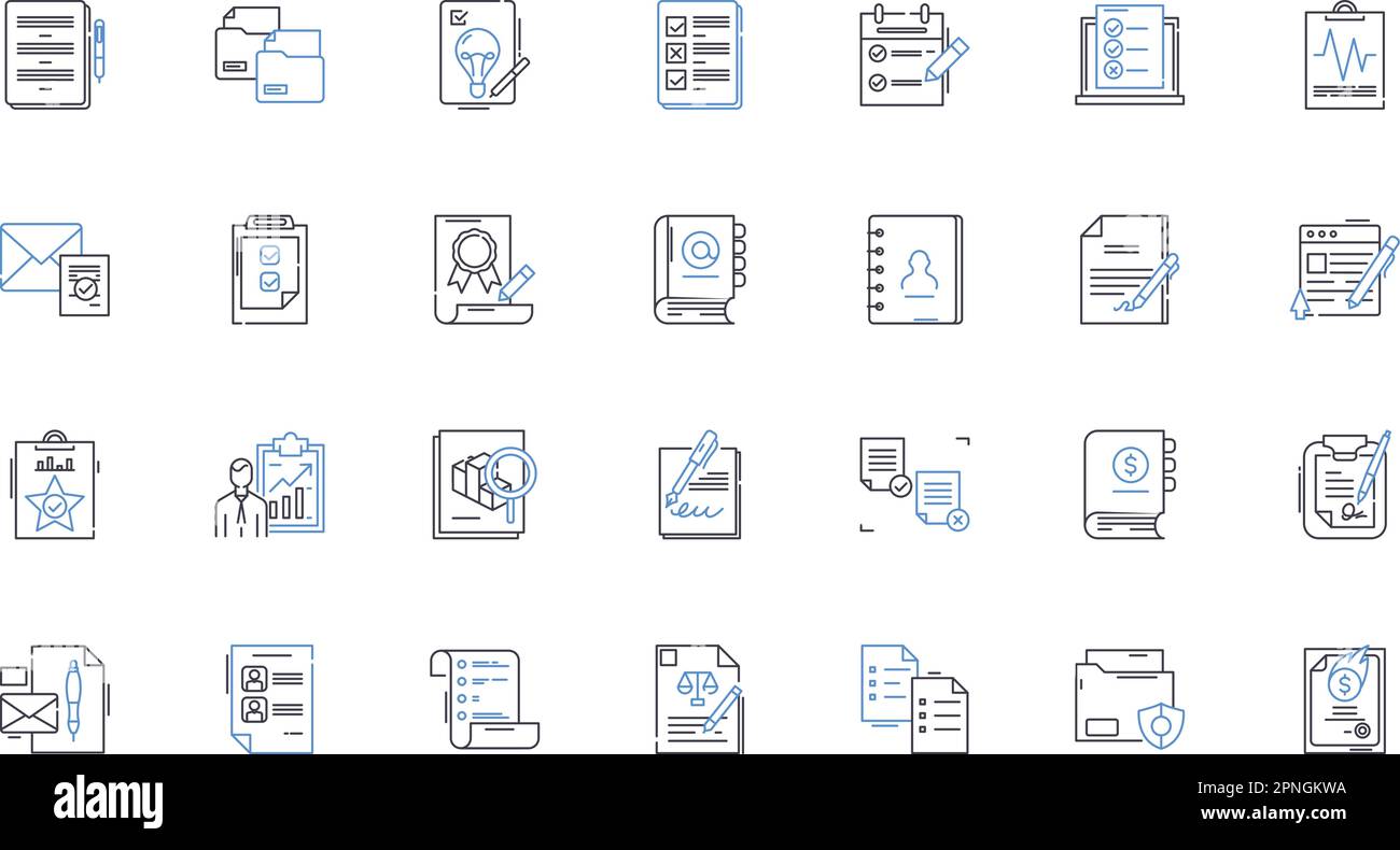 Summaries line icons collection. Synopsis, Recap, Overview, Brief ...