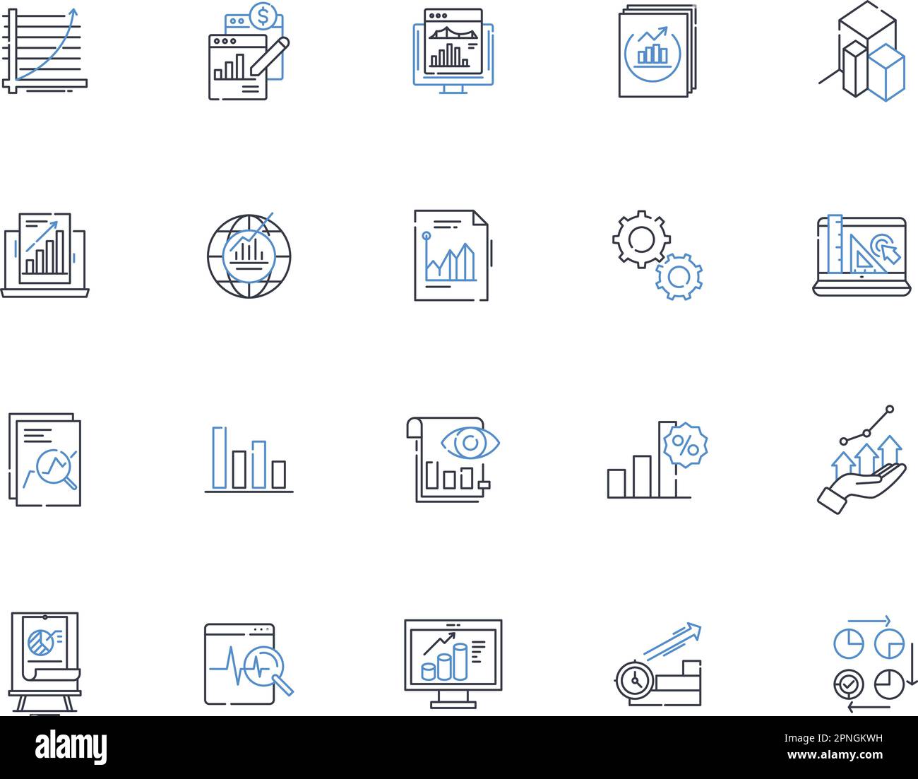 Metrics criteria line icons collection. Measurable, Quantitative, Analytical, Data-driven ...