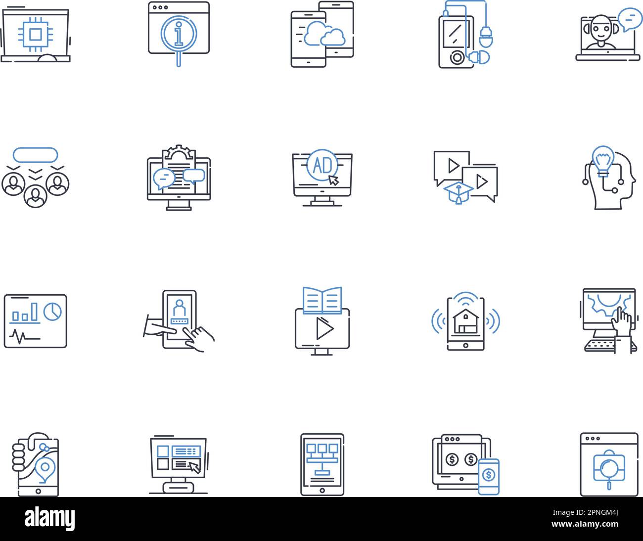 Business Application Line Icons Collection Efficiency Productivity