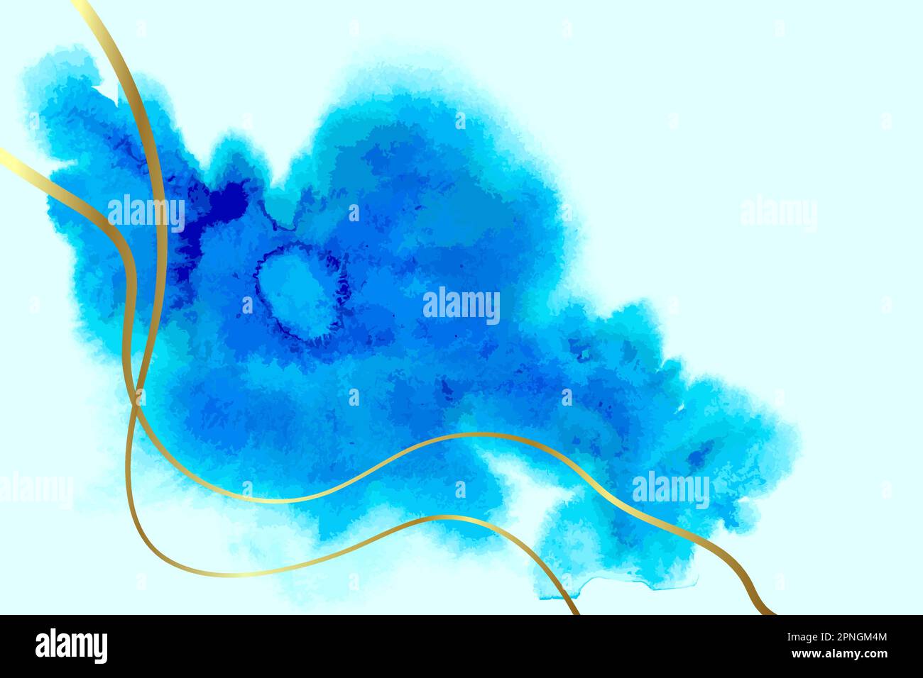 Blue and Gold Wave Artwork Watercolor Vector Template Stock Vector ...